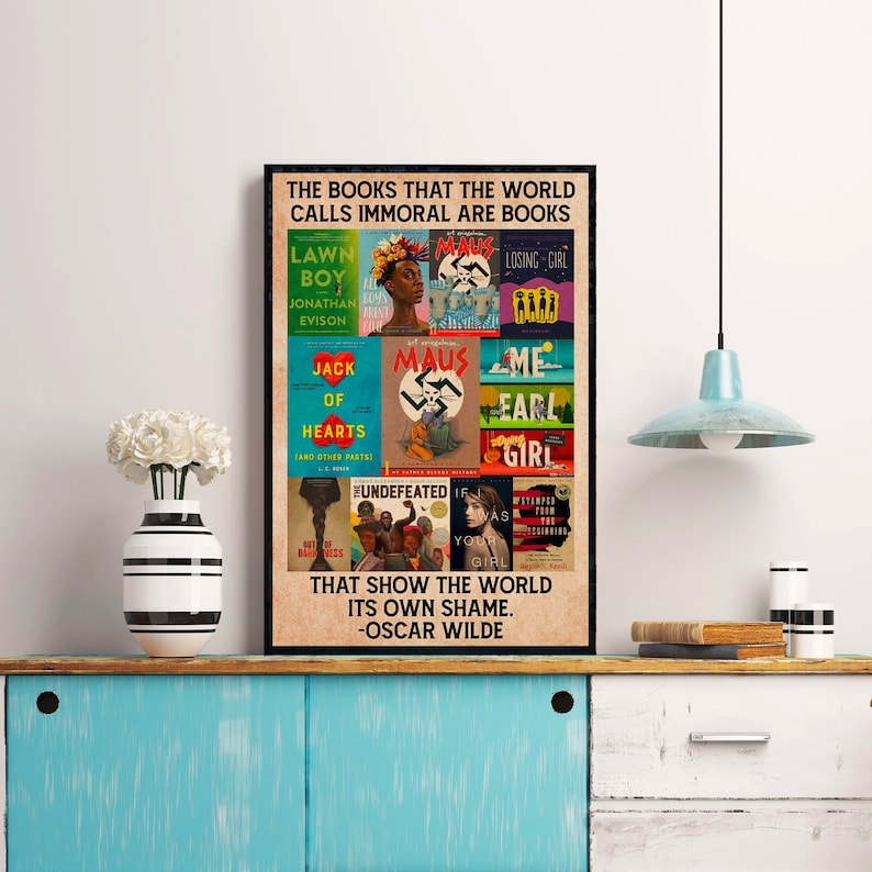 A Book Worth Banning Poster & Canvas – Book Lover Wall Art – Librarian ...