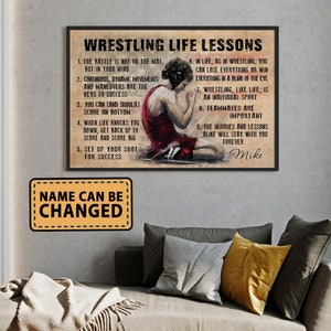 Personalized Wrestling Life Lessons Poster, Custom Name Canvas ...