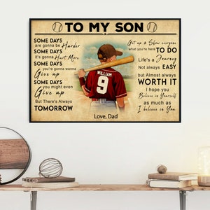 Personalized Baseball Poster, Vintage Style, Sport Gifts for Son ...