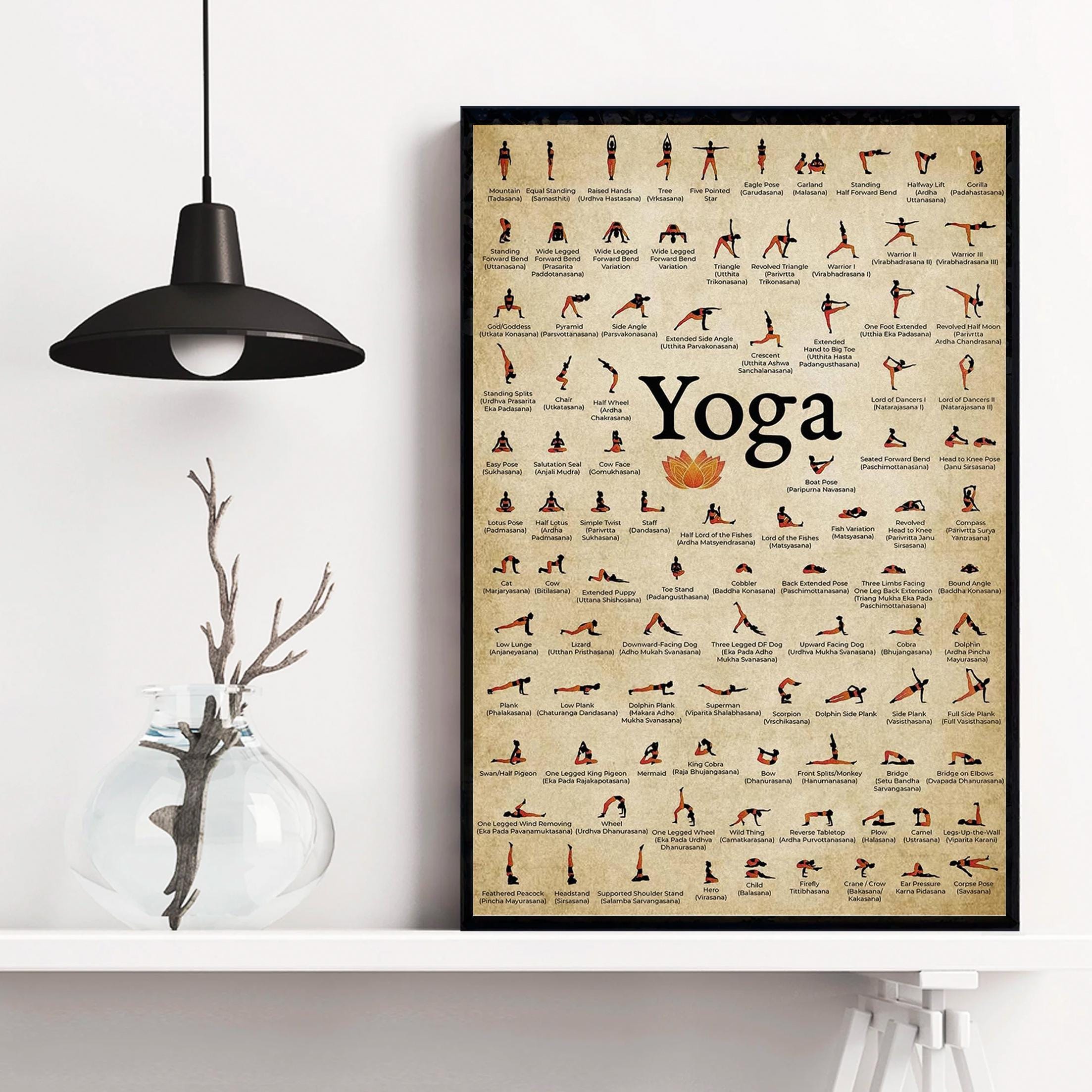 Yoga 100 Poses Reference Chart Poster – Chakra & Asana Guide Wall Art ...