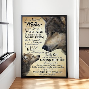 Personalized to My Beloved Mom From Daughter Wolf, Mother Poster ...
