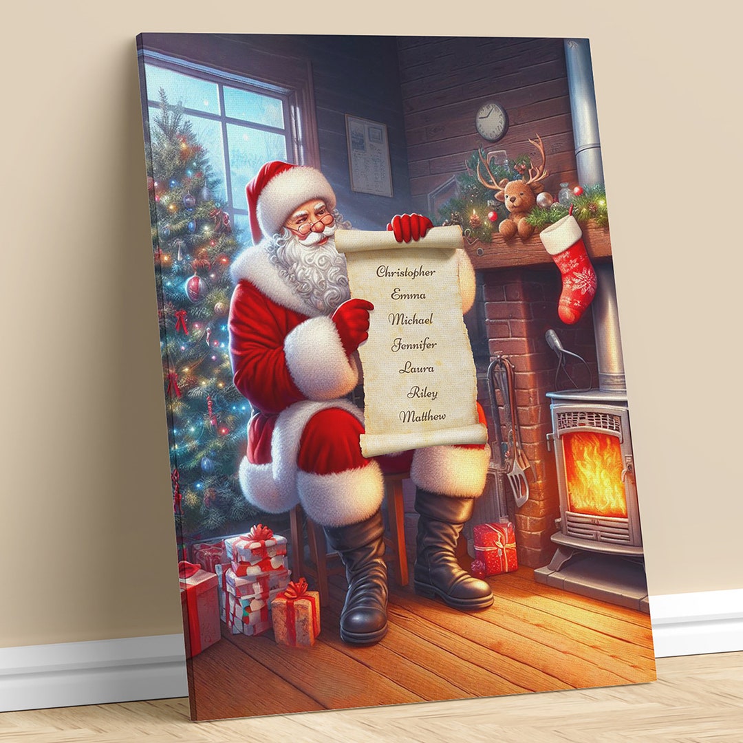 Santa‘s Wish List Christmas Custom Canvas Print, Santa Wish List, Kids ...