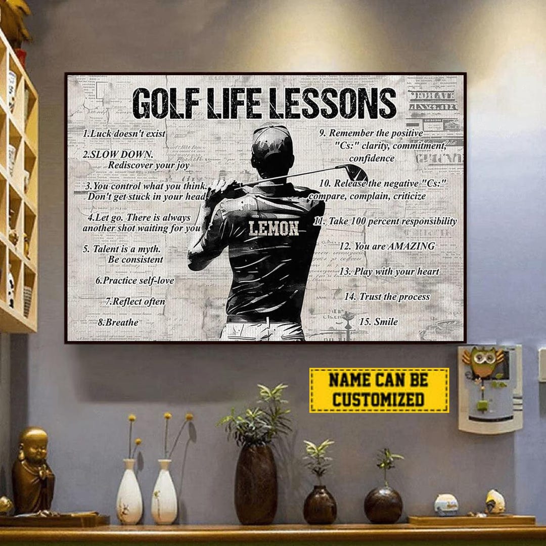 Golf Life Lessons Personalized Canvas Print, Custom Golf Poster Wall ...