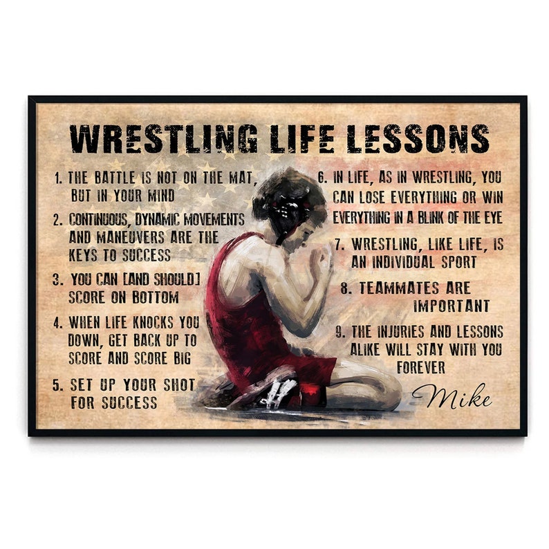 Personalized Wrestling Life Lessons Poster, Custom Name Canvas ...