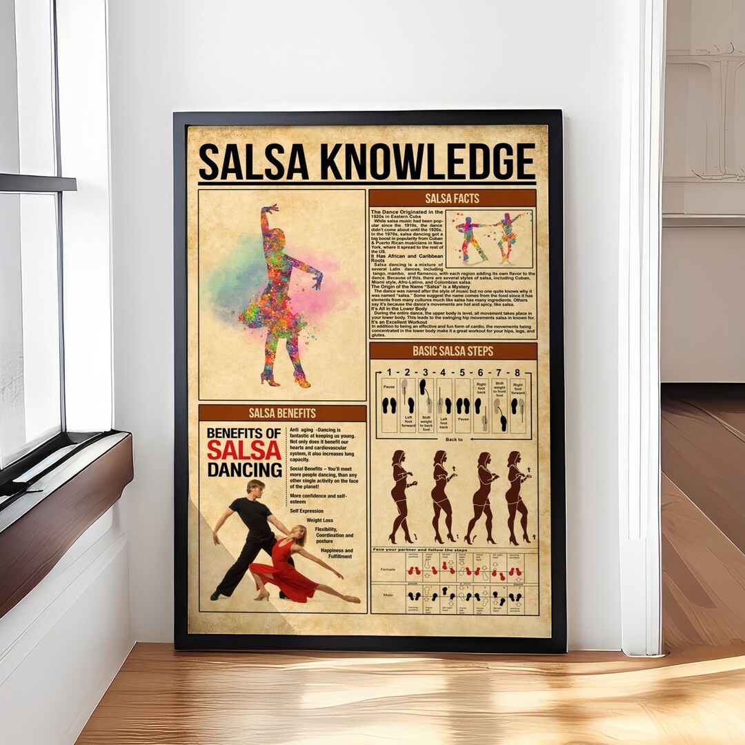 Salsa Knowledge – Benefits of Salsa Dancing Poster, Knowledge Poster, Vintage Poster Wall Art ...
