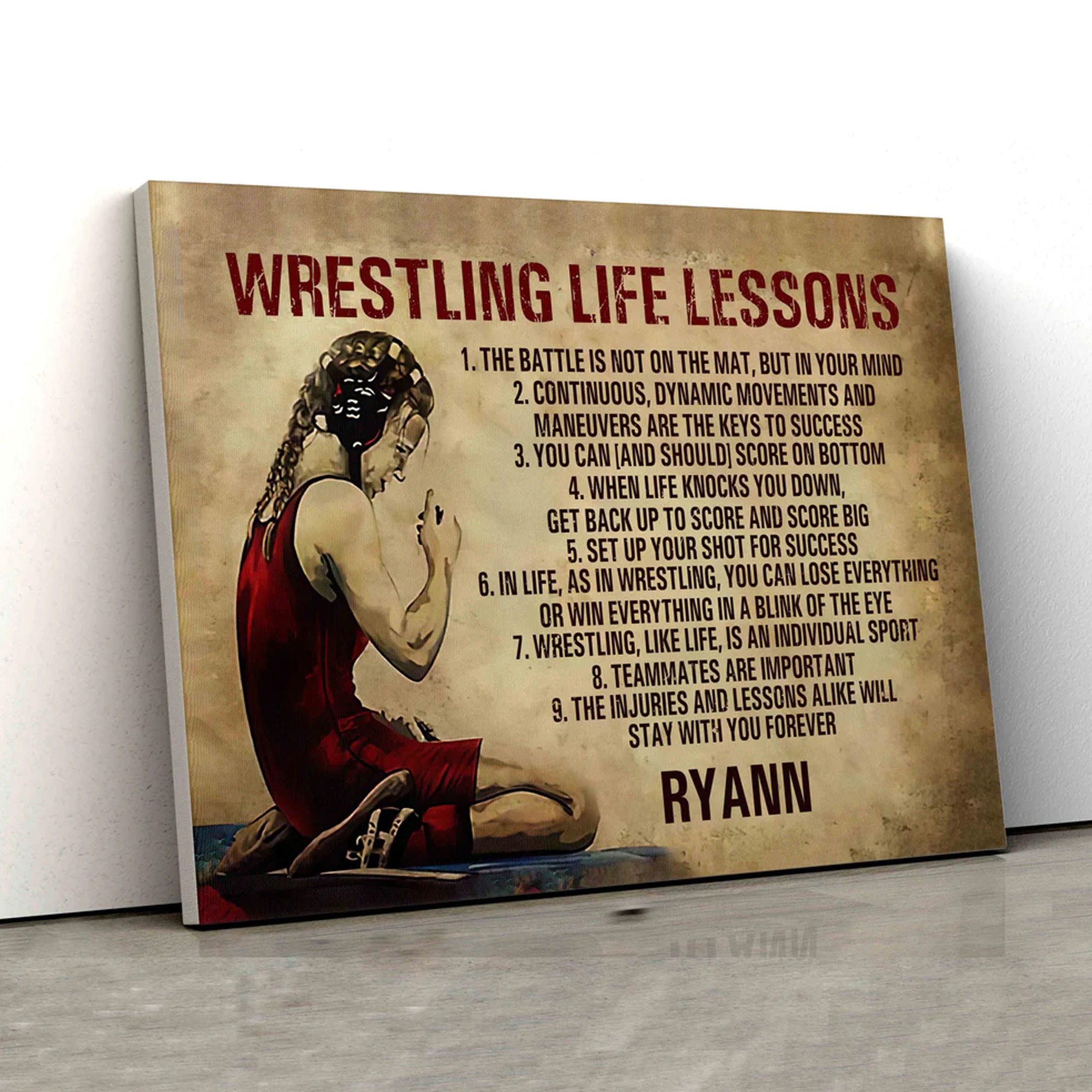 Personalized Wrestling Life Lessons Poster/canvas – Custom Name Wall ...