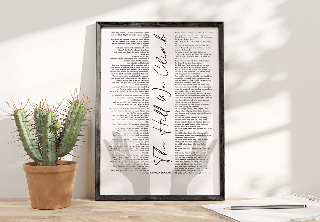 The Hill We Climb Amanda Gorman Quote Poster, Feminist Wall Art - Etsy
