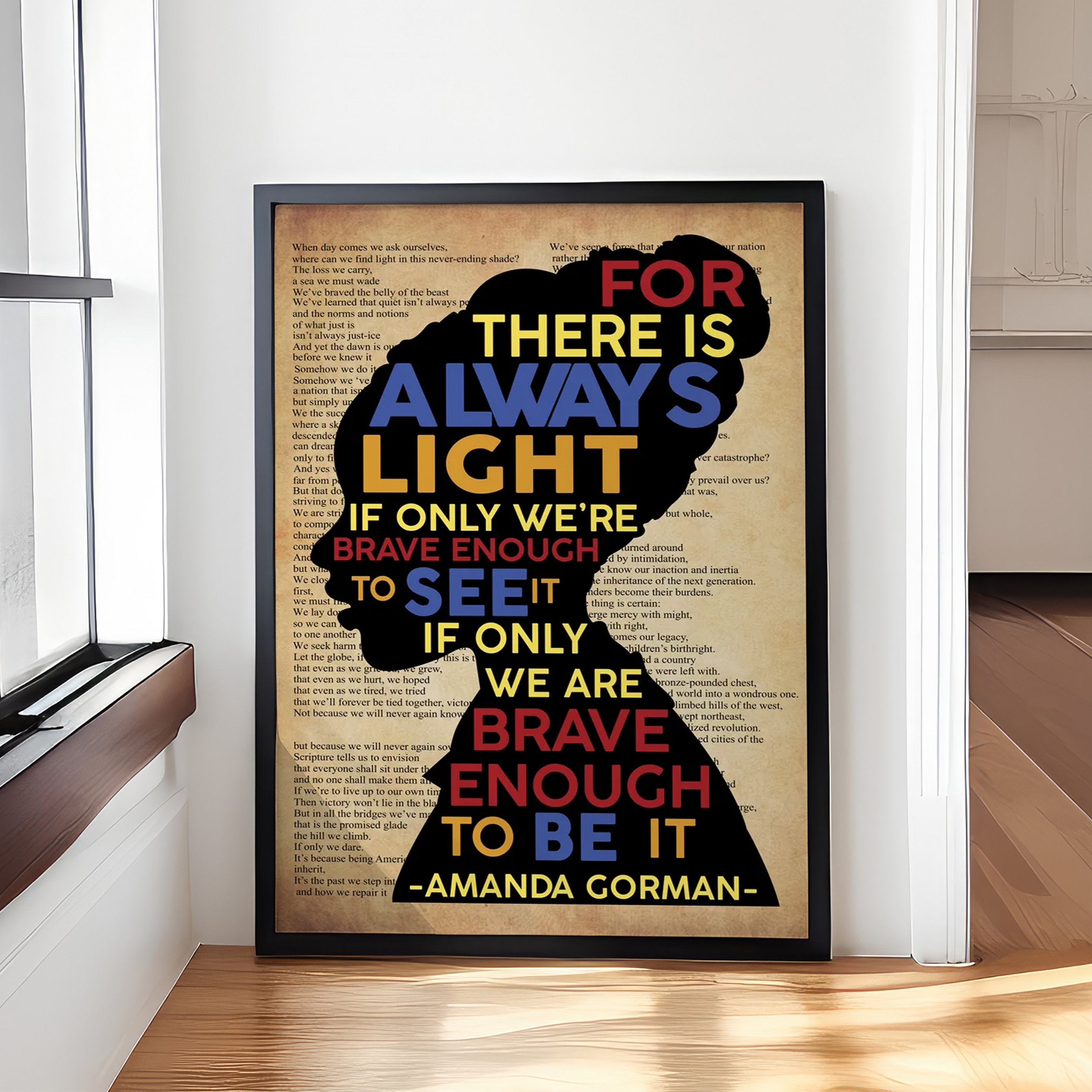 Amanda Gorman the Hill We Climb Poem Poster, Feminist Canvas Wall Art ...