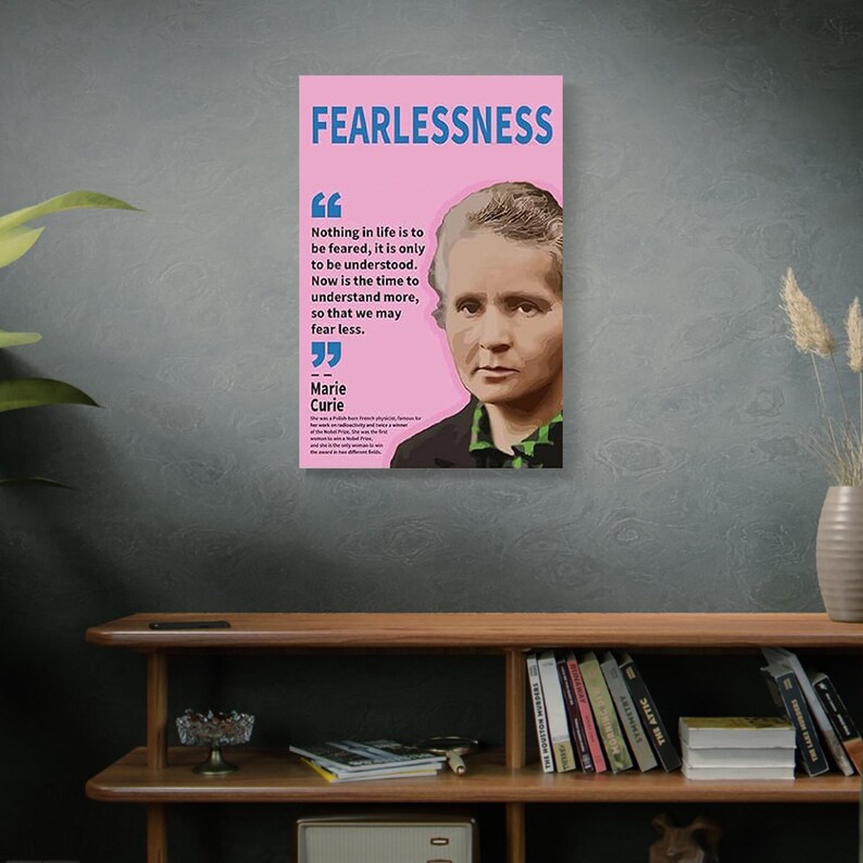 Fearlessness Marie Curie Quote Poster, Inspirational Science Wall Art ...
