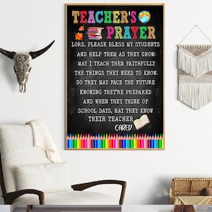 Teacher's Prayer Poster/canvas, Classroom Decor Gift for Teachers ...
