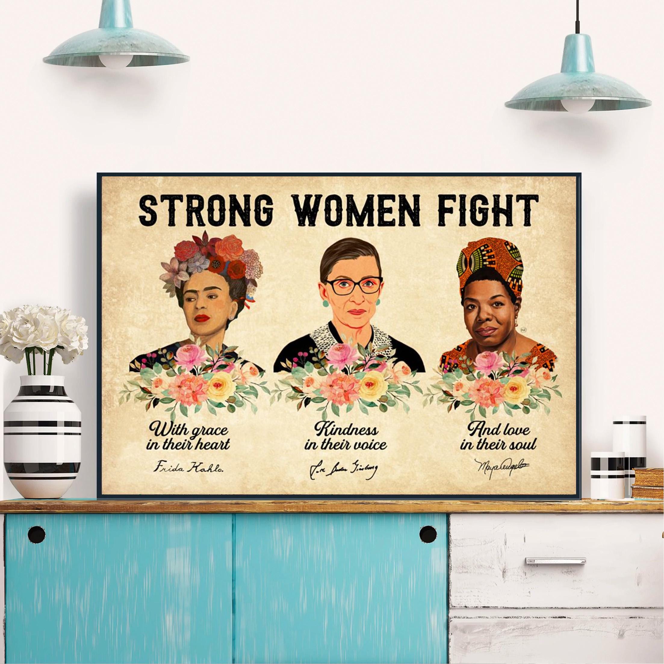 Strong Women Fight Horizontal Poster, Grace, Kindness, Love, Feminist ...
