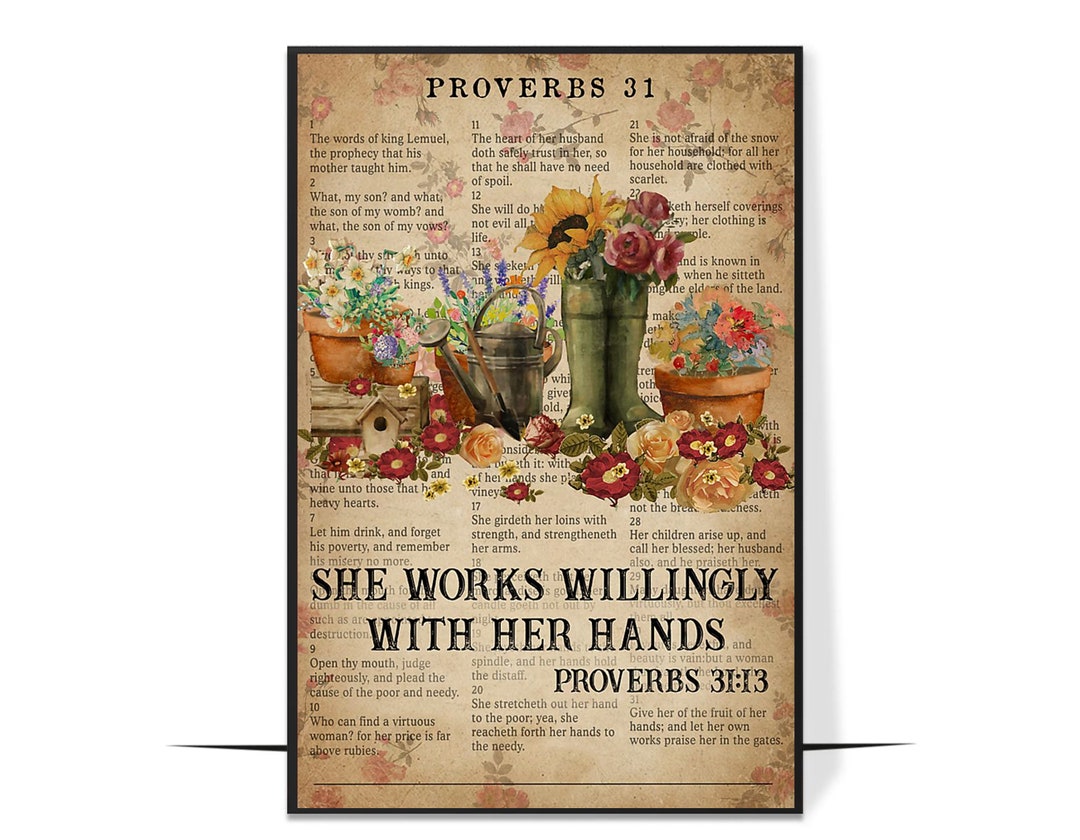 Catchphrase Works Willingly With Hand Gardening Poster, Plants Vintage ...