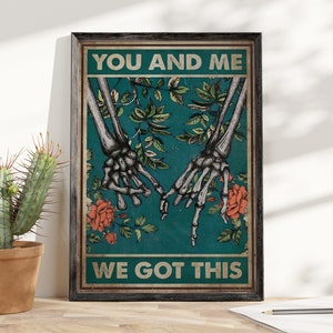 You and Me We Got This Vintage Poster, Flower Wall Poster, Couple ...