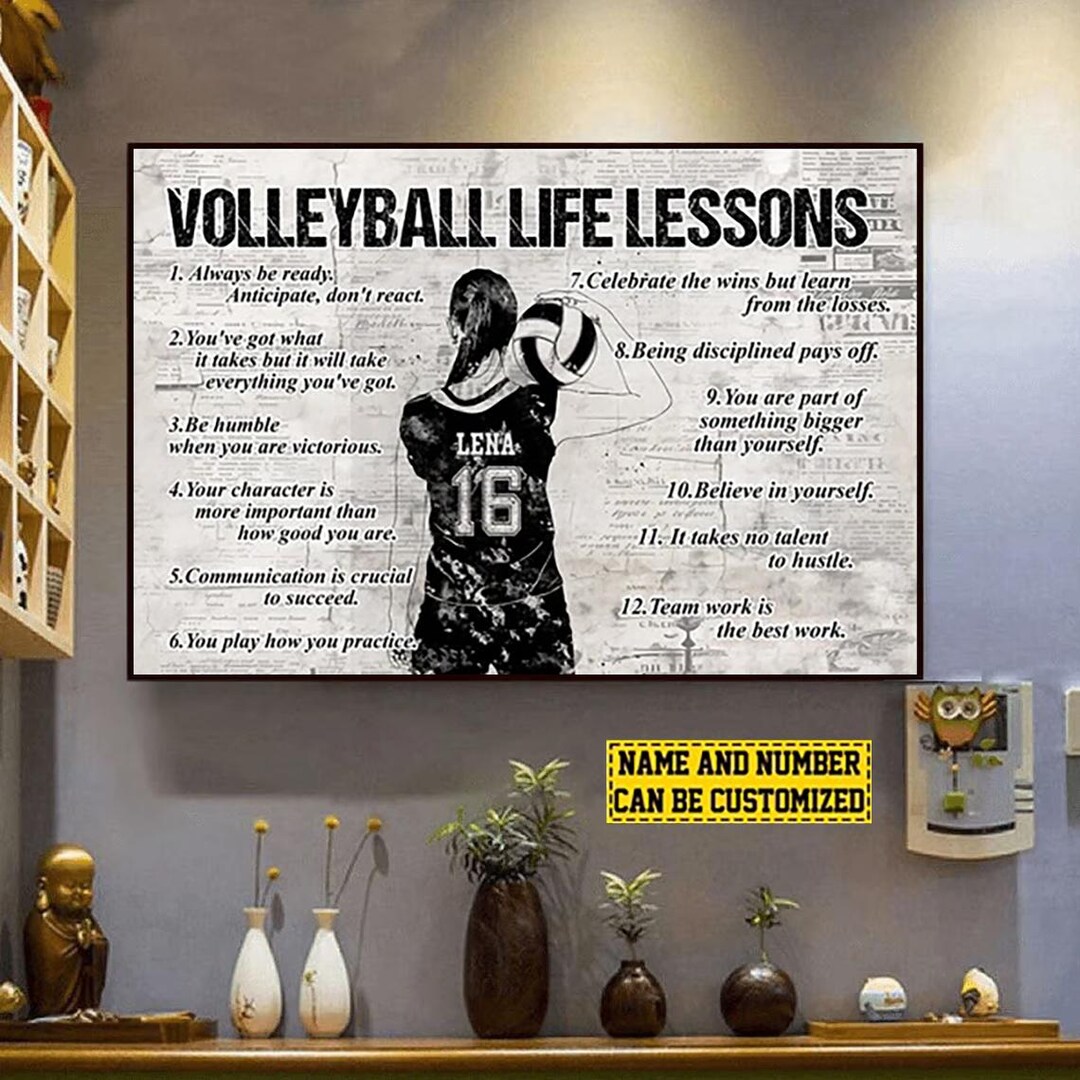 Volleyball Life Lessons, Personalized Motivational Volleyball Canvas ...
