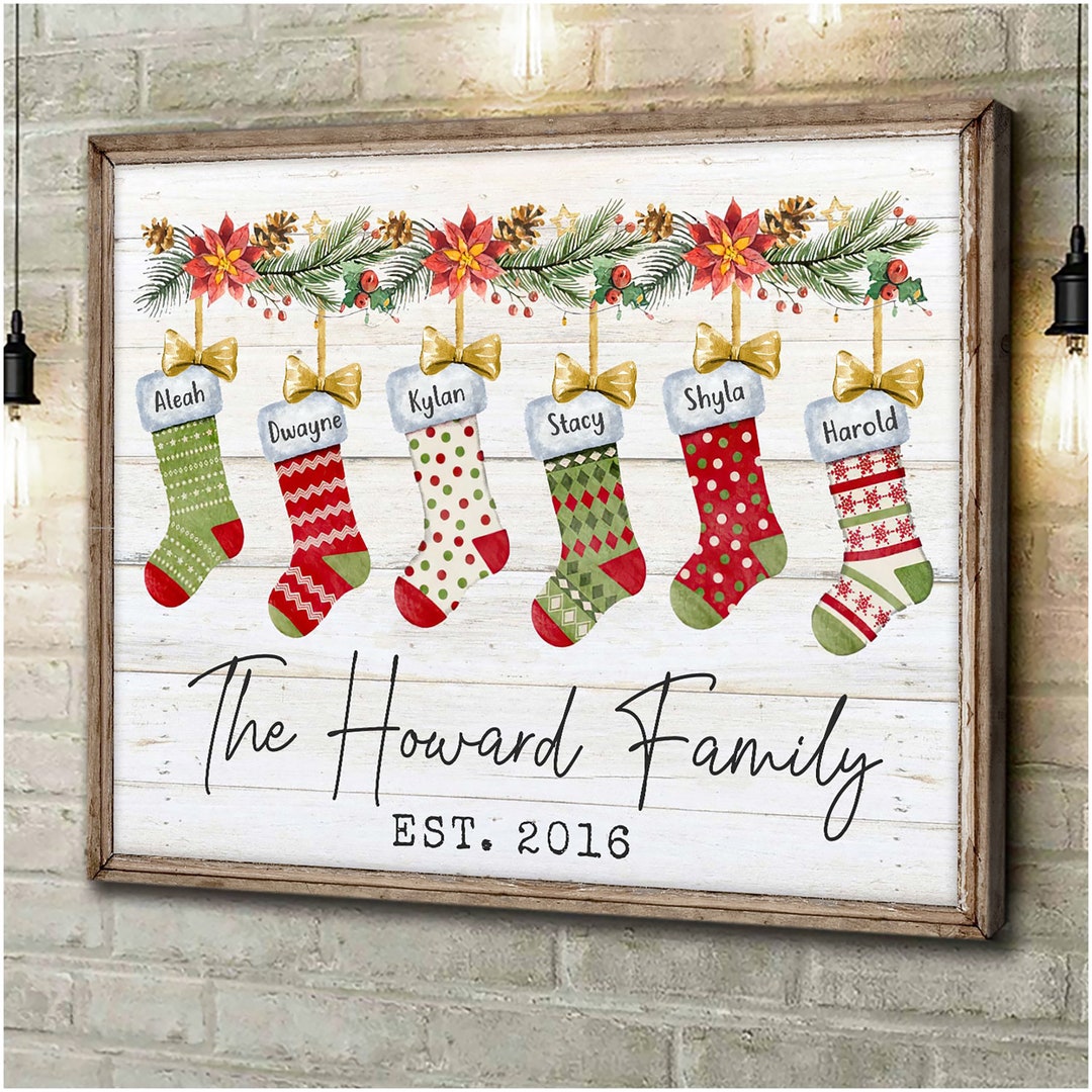 Personalised Christmas Family Xmas Stocking Custom Christmas Wall Art ...