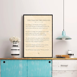 The Tale of Two Wolves Cherokee Poster, Native Americans Decor ...