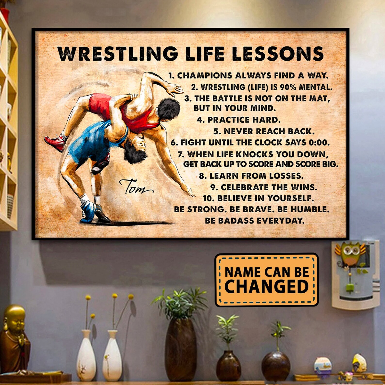 Wrestling Life Lessons Personalized Horizontal Poster, Canvas, Custom ...