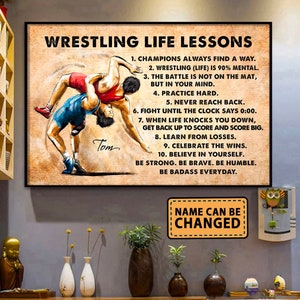 Wrestling Life Lessons Personalized Horizontal Poster, Canvas, Custom ...