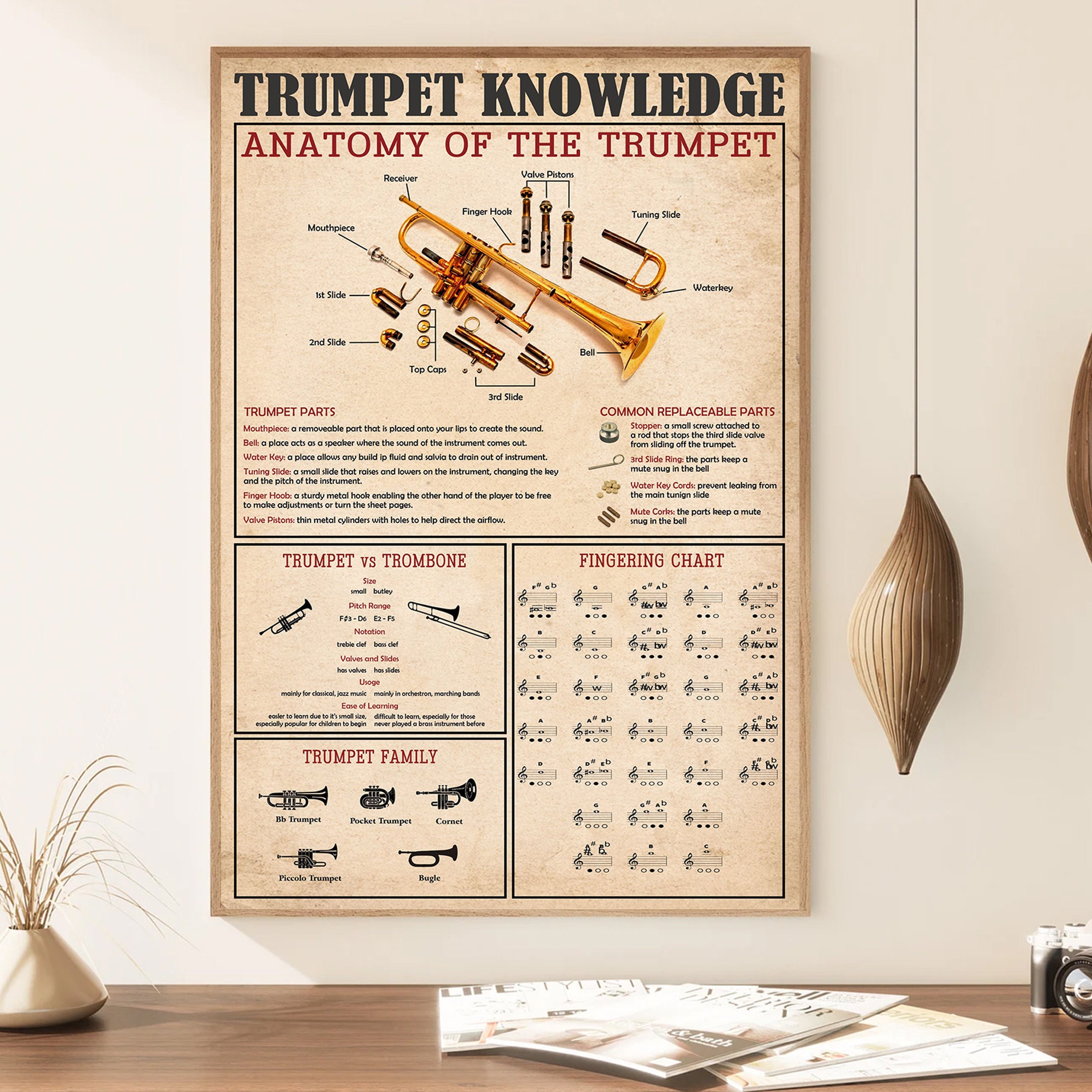 Trumpet Knowledge Poster/canvas Anatomy of the Trumpet - Etsy