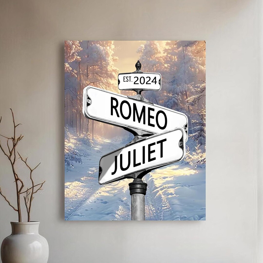 Personalized Christmas Street Sign Poster, Custom Crossroads Sign ...