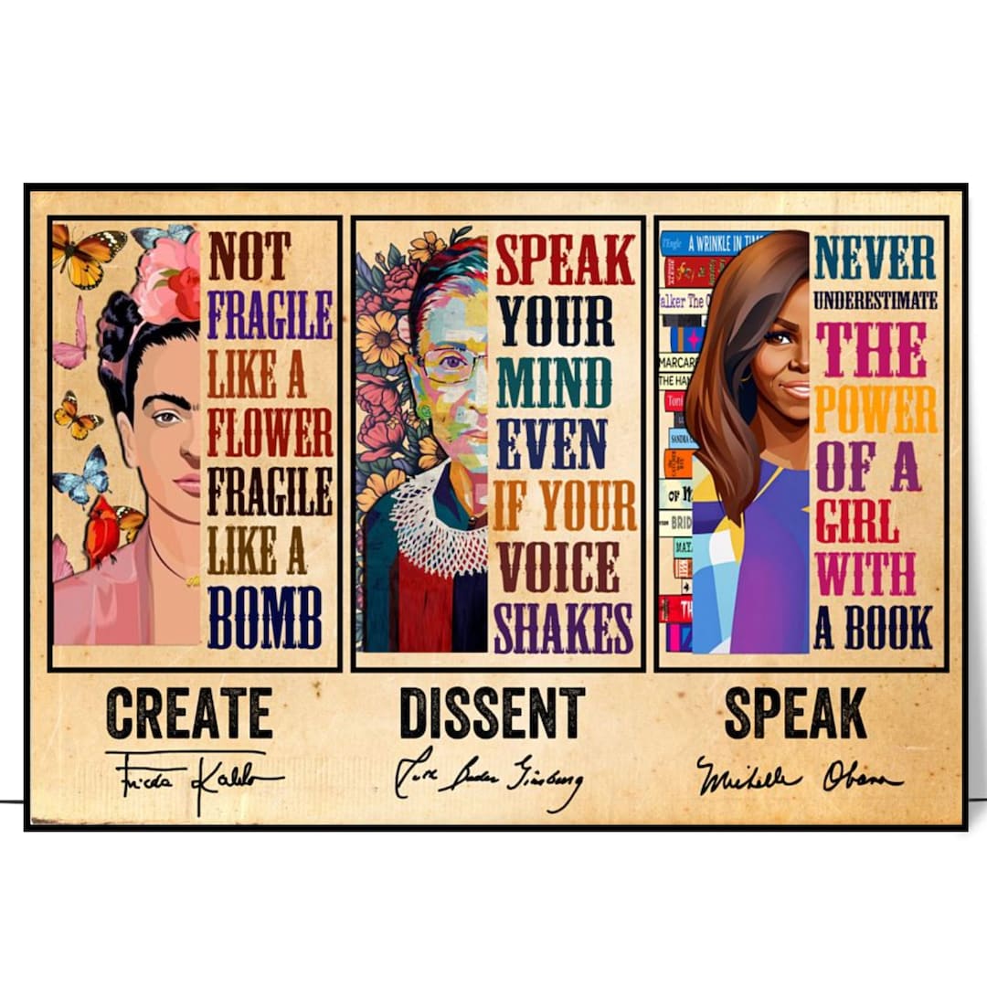 Create Dissent Speak Poster - Frida Khalo, RBG, Michelle Obama Feminist ...