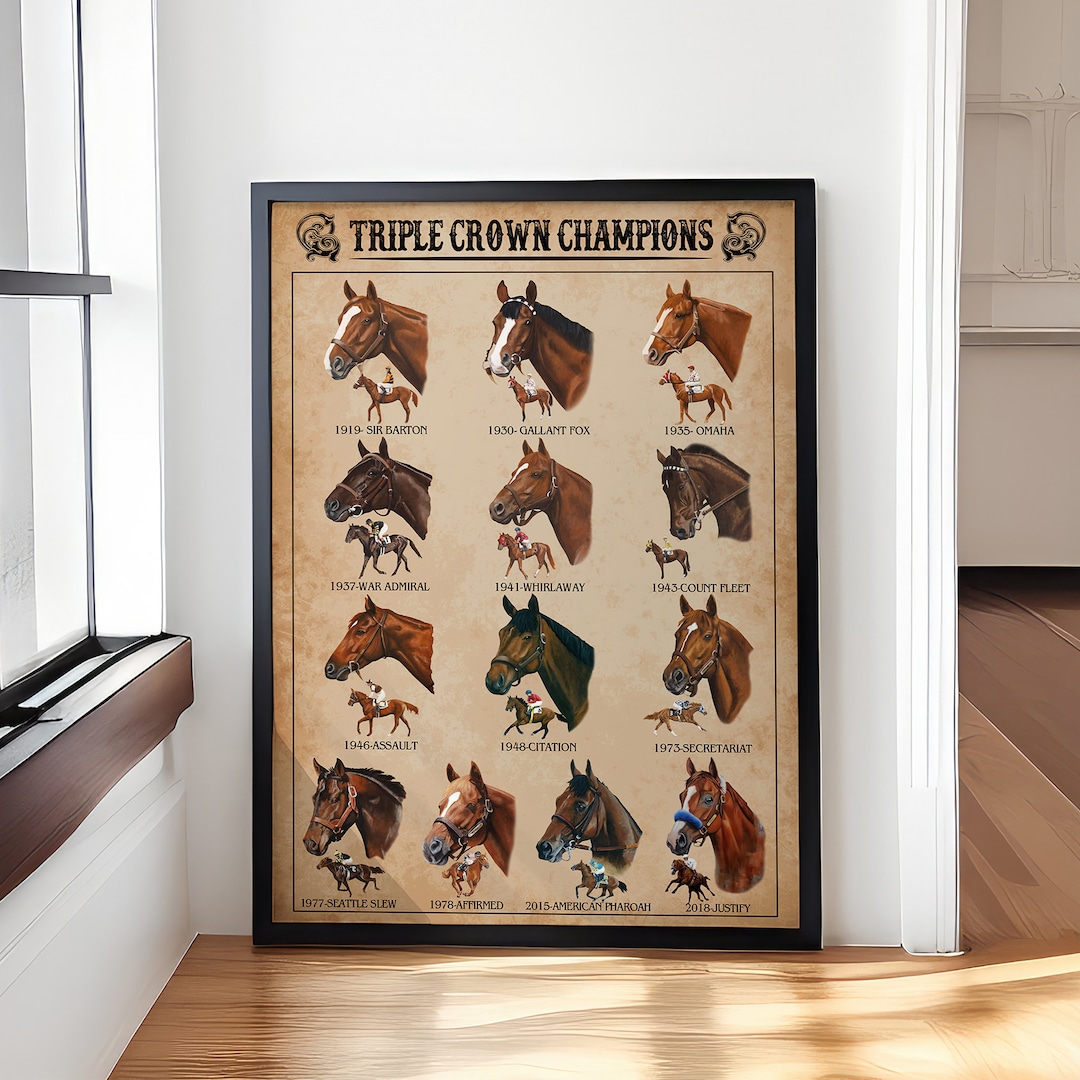 Triple Crown Champions Horse Poster, Knowledge Poster, Vintage Poster ...