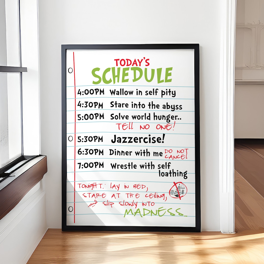 Christmas Schedule Art Poster, Grinch Quote Gift, Christmas Holiday Art ...