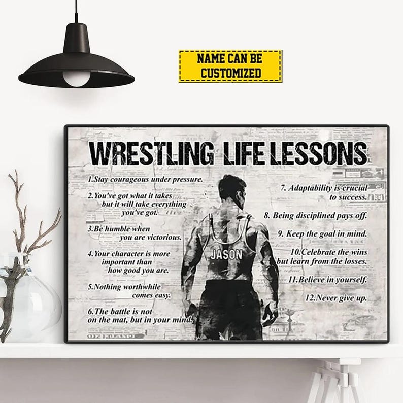 Wrestling Life Lessons, Personalized Motivational Wrestling Canvas ...