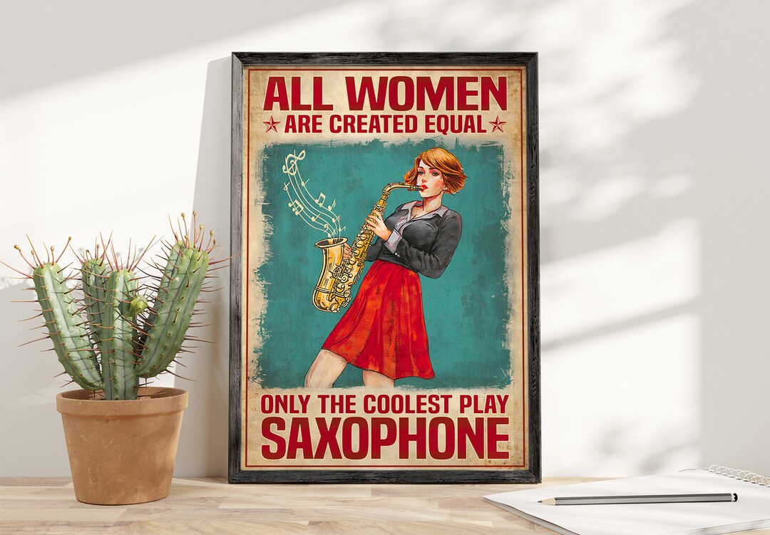 Woman and Saxophone Poster or Canvas, Jazz Music Wall Art, Musician ...
