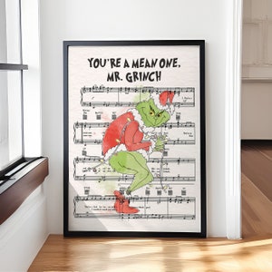 You're a Mean One Mr. Grinch Sheet Music Print – Dr. Seuss Christmas ...