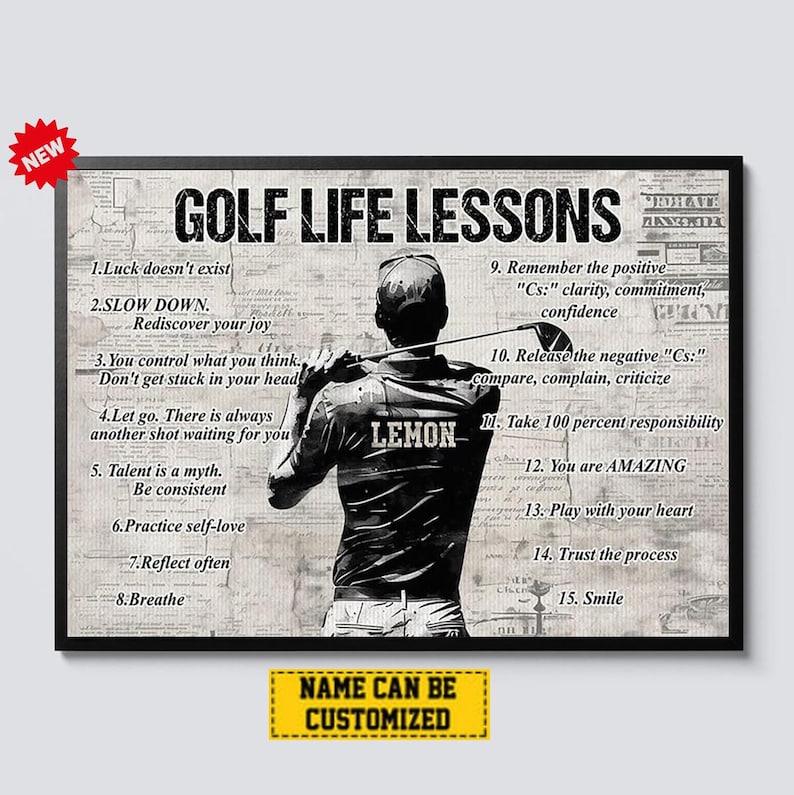 Golf Life Lessons Personalized Canvas Print, Custom Golf Poster Wall ...