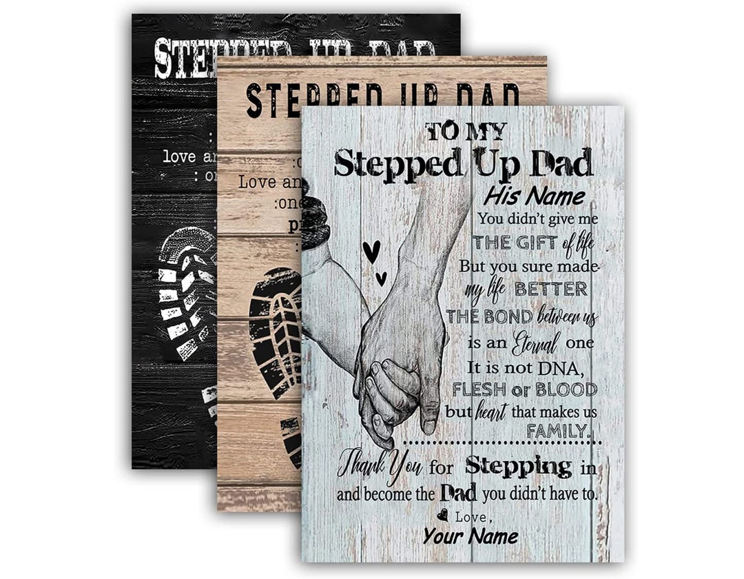 Personalized Stepped Up Dad Canvas Happy Fathers Day T For Step Dad