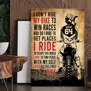 Motocross Name & Number Personalized Poster/canvas, Dirt Bike Gift ...