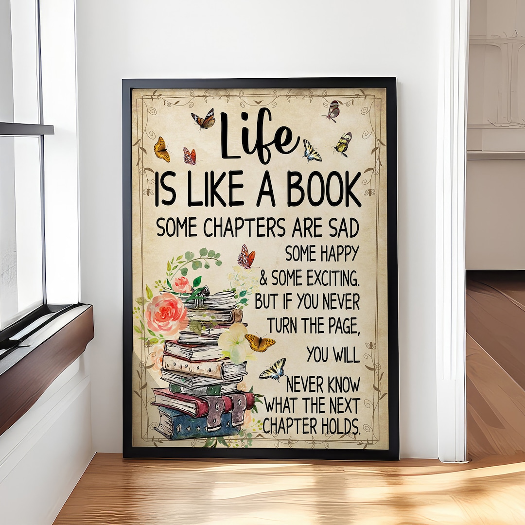 Book Poster & Canvas, Life is Like A Book Wall Art, Home Decor, Mother ...