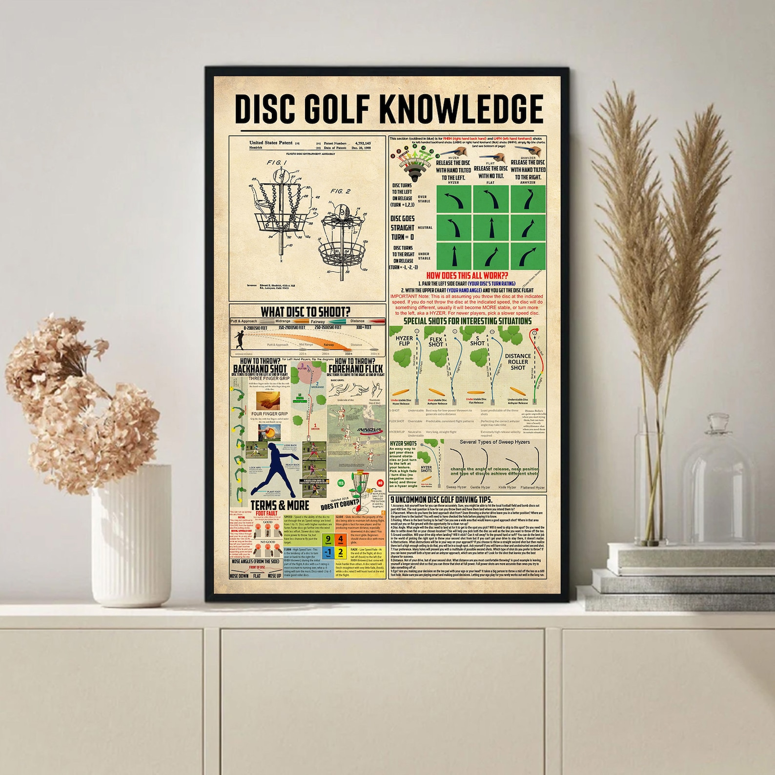 Disc Golf Knowledge Poster – Vintage Canvas Wall Art – Disc Golf Rules ...
