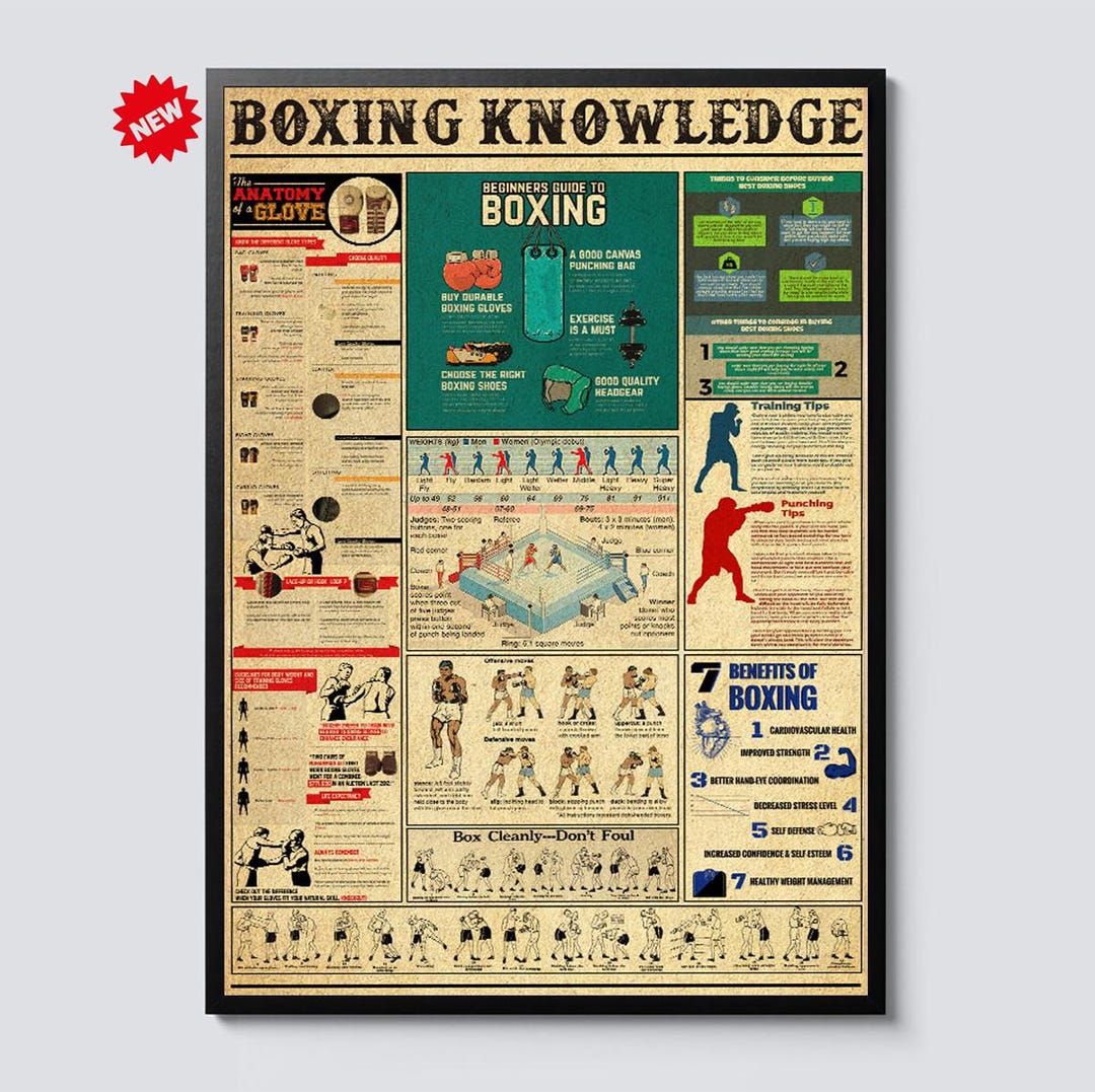 Boxing Knowledge Poster, Canvas, Anatomy of a Glove, Beginner’s Guide ...