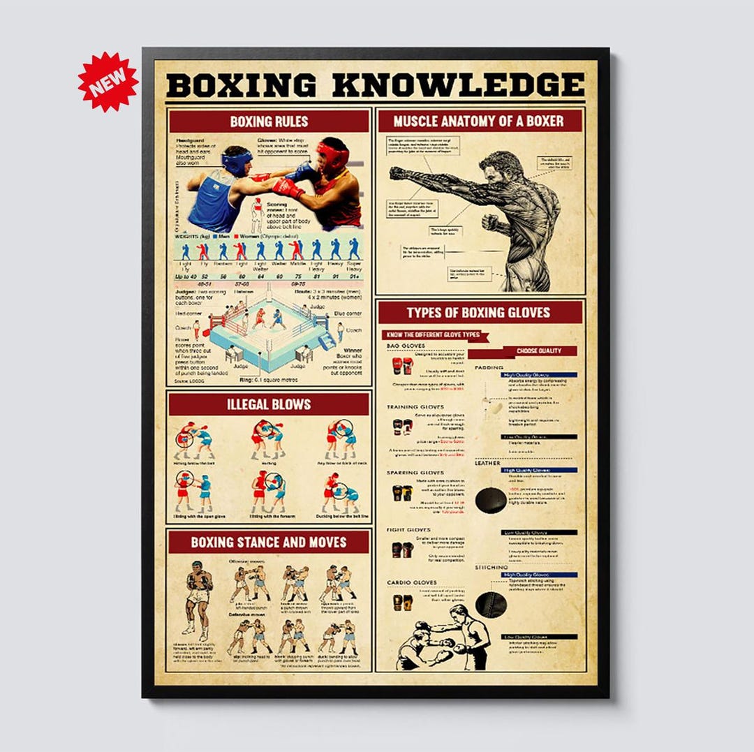 Boxing Knowledge Poster Canvas Wall Art – Educational Fighting ...