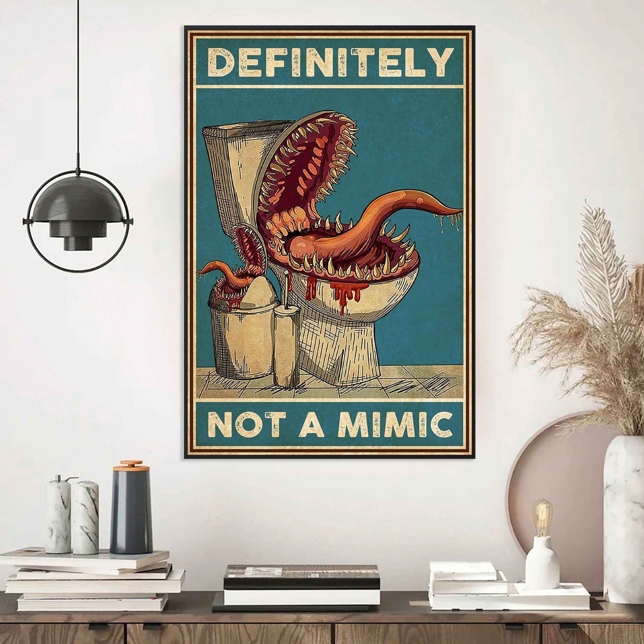 Definitely Not A Mimic Poster – Funny Bathroom Wall Art, Toilet Humor ...