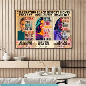 Celebrating Black History Month Canvas Poster, Vintage Canvas Wall Art ...