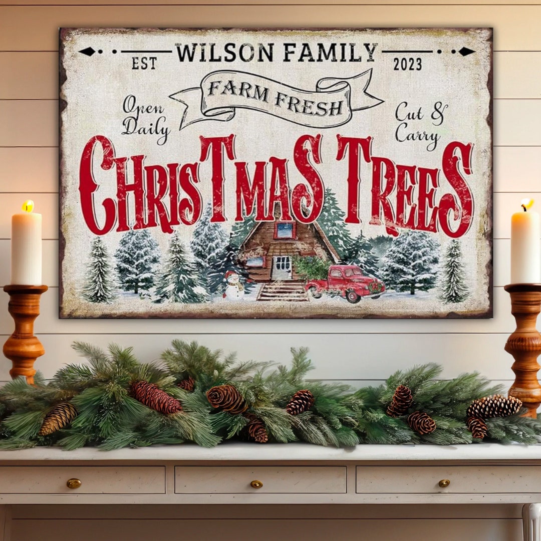 Personalized Christmas Wall Decor Vintage Sleigh Rides Canvas Sign ...