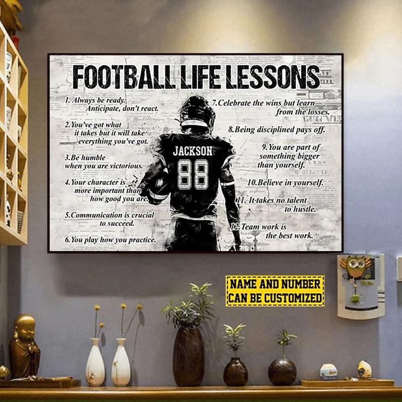 Football Life Lessons, Personalized Motivational Football Boy Canvas ...