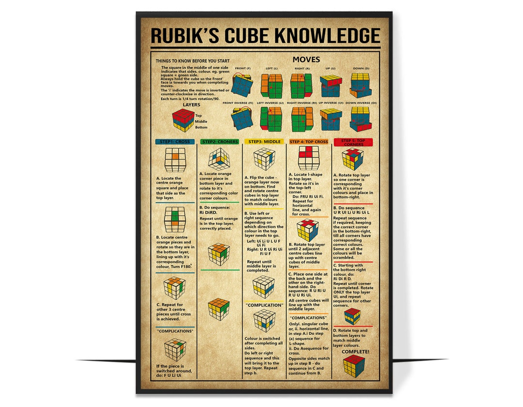 Rubiks Cube Knowledge Poster Vintage Poster Decor Wall - Etsy