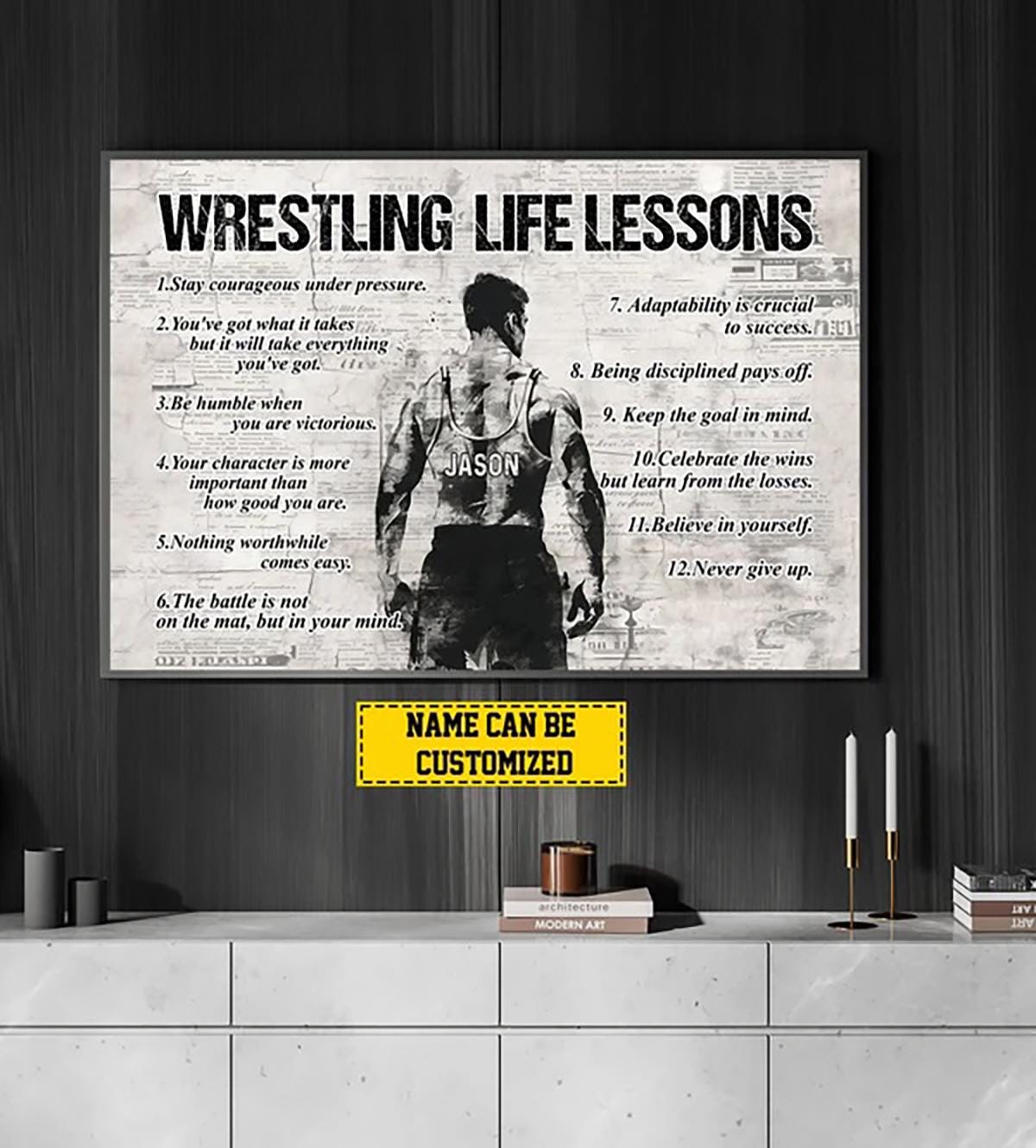 Wrestling Life Lessons, Personalized Motivational Wrestling Canvas ...