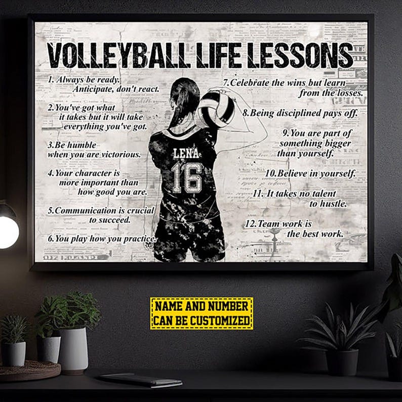 Volleyball Life Lessons, Personalized Motivational Volleyball Canvas ...