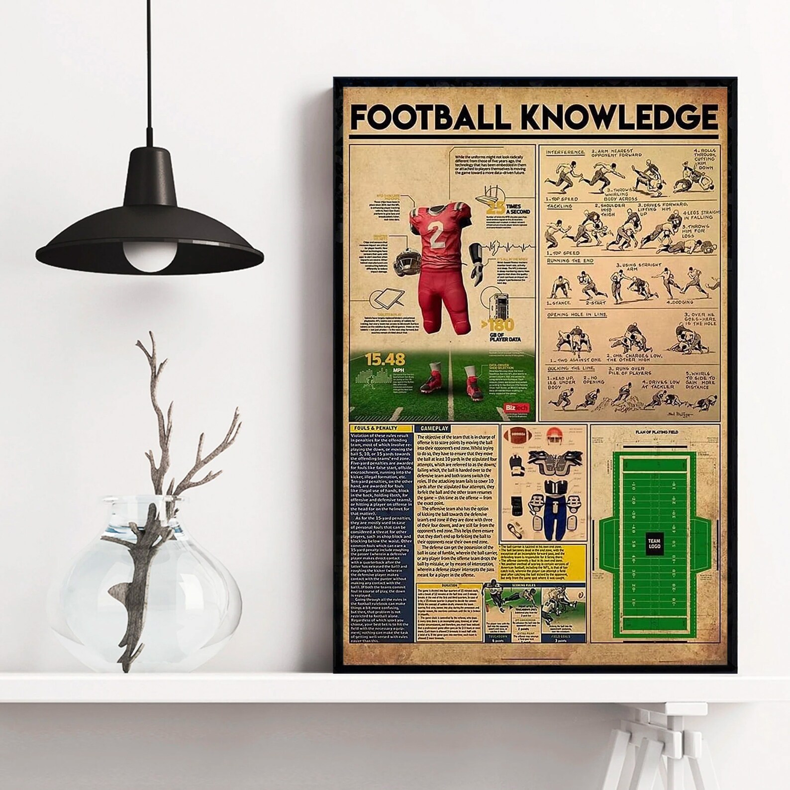 Football Knowledge Poster, Knowledge Gifts, Education Wall Decor ...