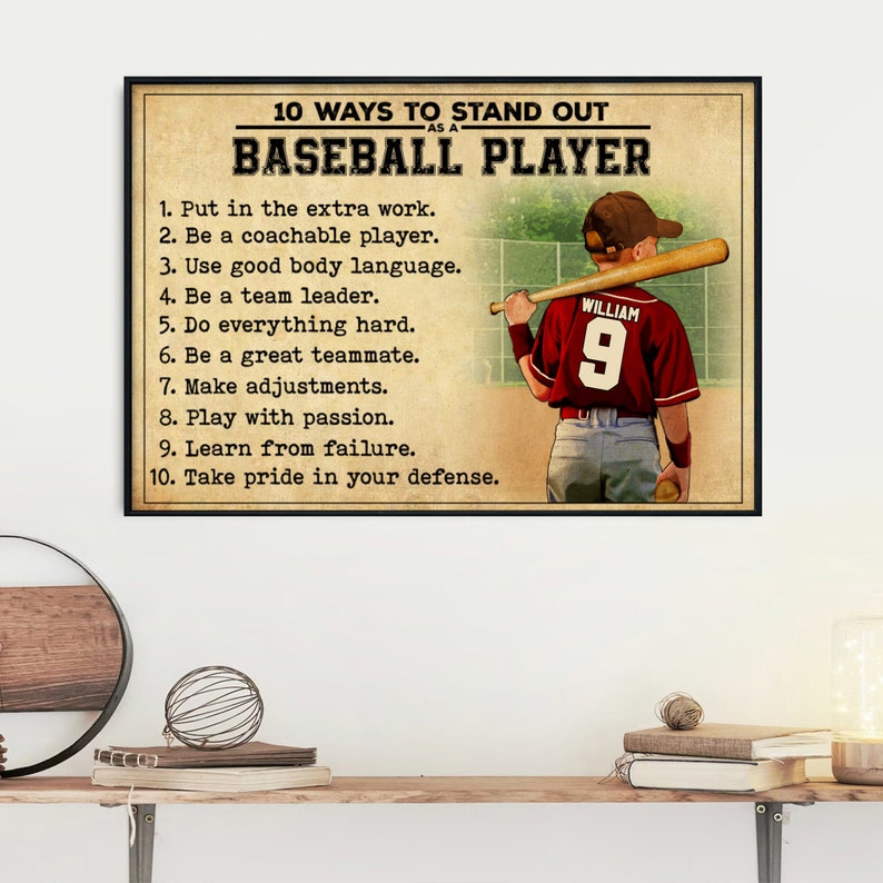 Personalized Baseball Poster/canvas, Vintage Style, Sport Gifts for Son ...