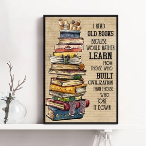 Book Poster & Canvas, I Read Old Books Wall Art, Home Decor, Mother's ...