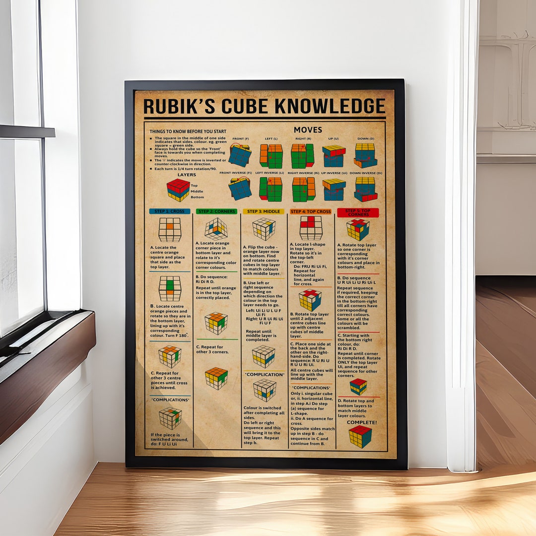 Rubiks Cube Knowledge Poster, Vintage Poster, Decor Wall, Knowledge ...