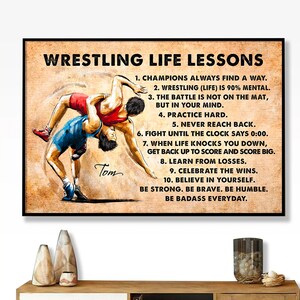 Wrestling Life Lessons Personalized Horizontal Poster, Canvas, Custom ...