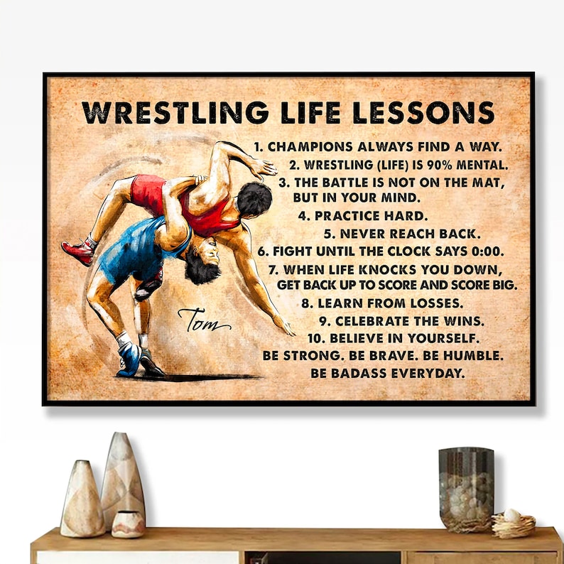 Wrestling Life Lessons Personalized Horizontal Poster, Canvas, Custom ...
